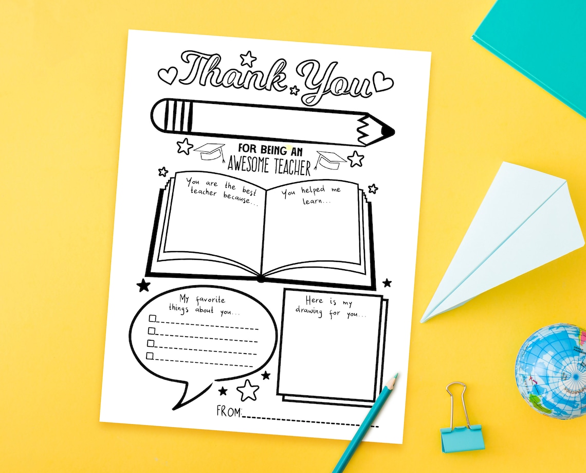 End of the School All About My Teacher Survey Teacher Thank - Etsy