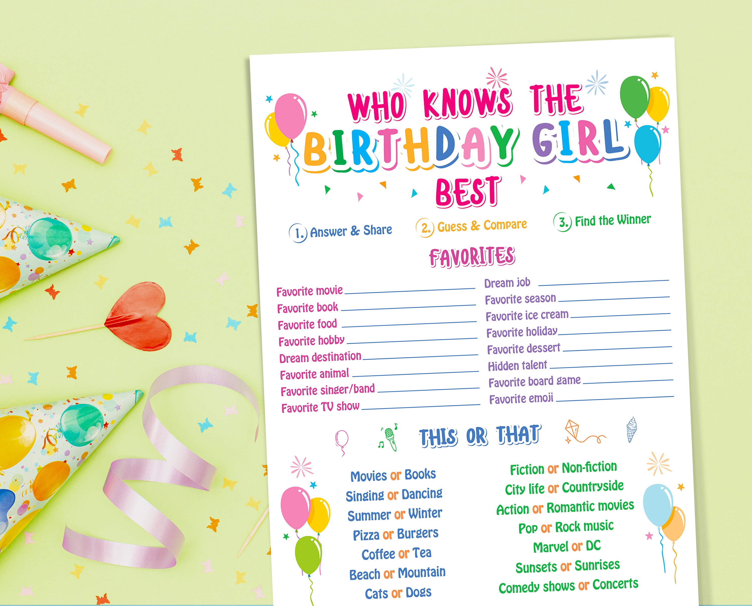 Birthday Girl Trivia Quiz Game, Printable Birthday Activity (PDF, JPG ...
