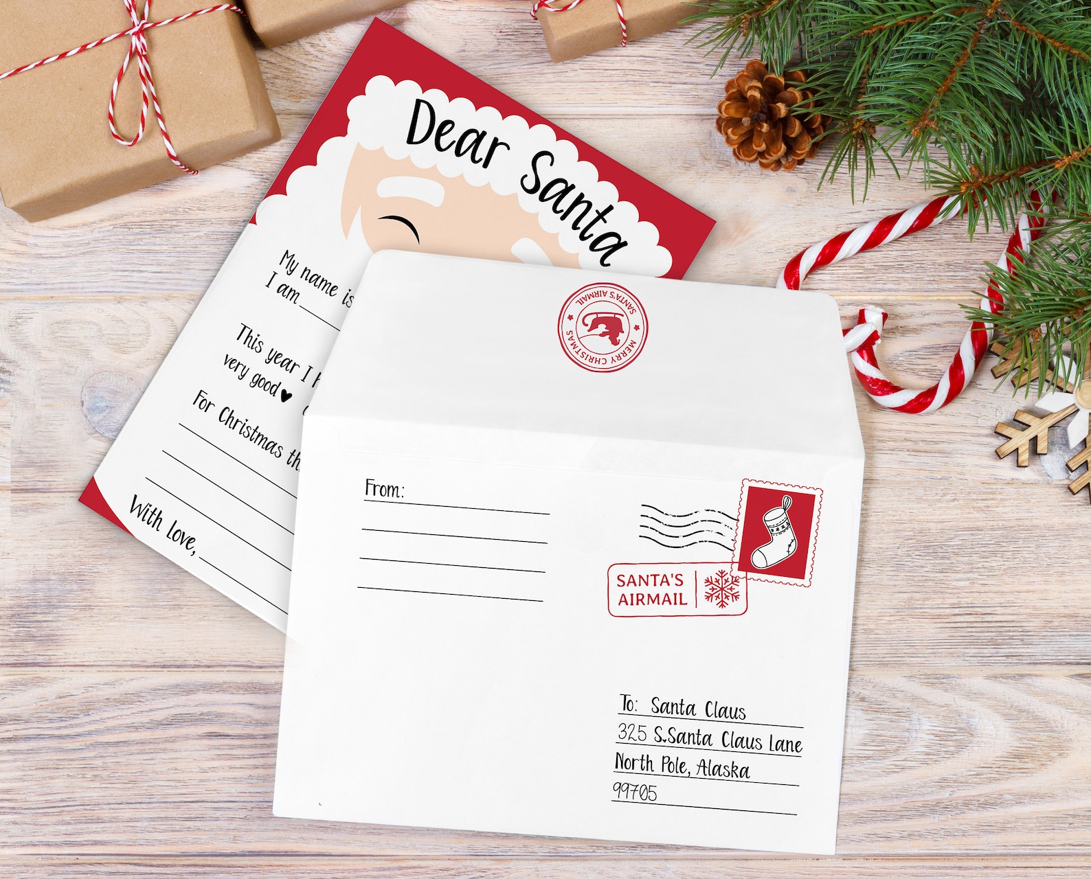 Letter to Santa With Envelope Christmas Wish List Printable - Etsy