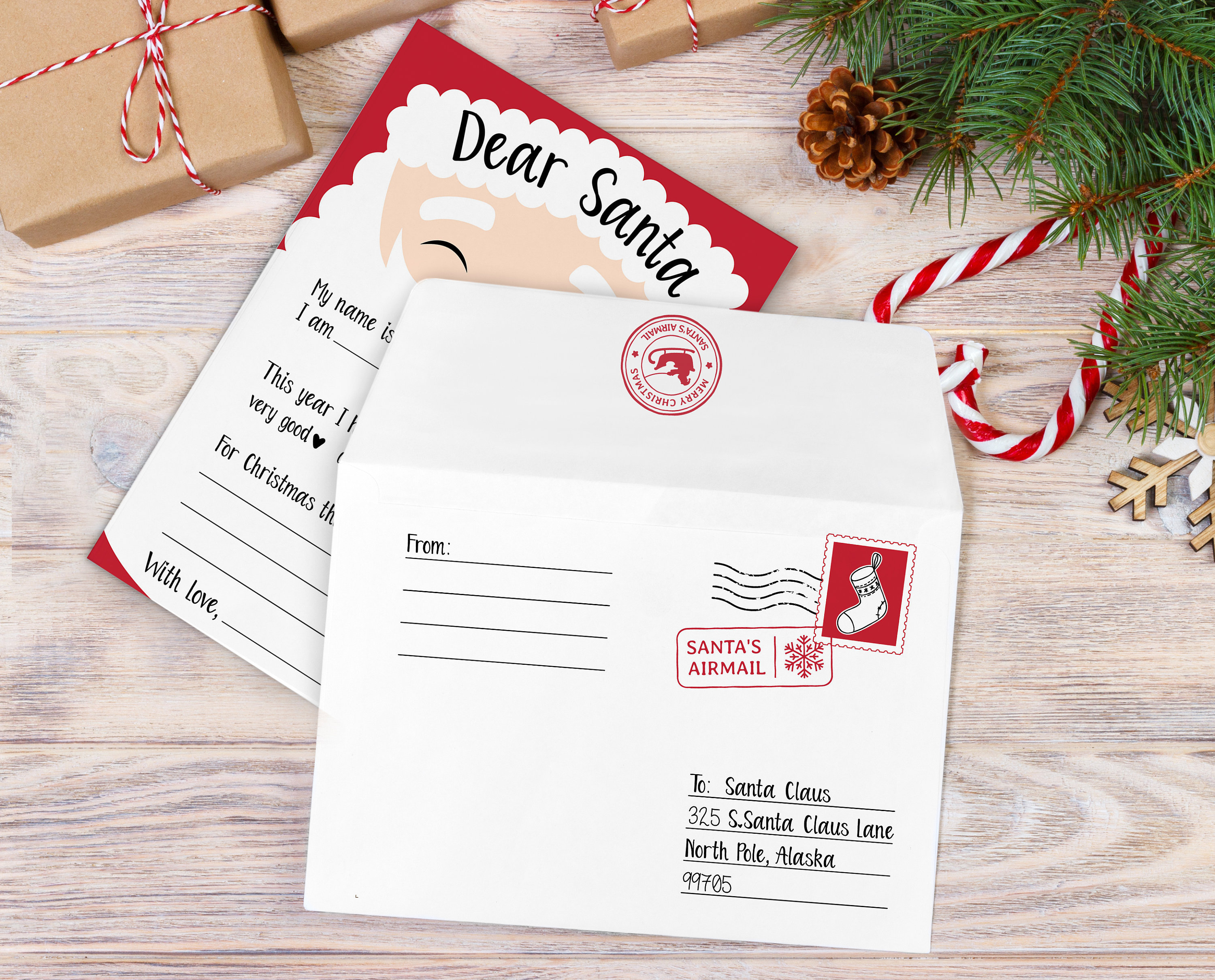 Letter to Santa With Envelope Christmas Wish List Printable - Etsy