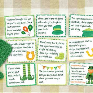 Kids St Patrick's Day Scavenger Hunt, Leprechaun Trap Clue Cards ...