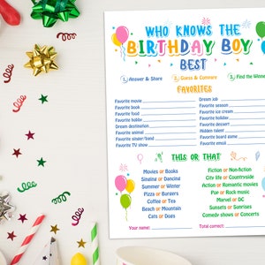 Who Knows the Birthday Boy Best, How Well Do You Know Questionnaire ...
