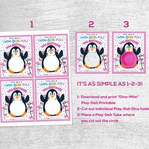 Penguin Valentines Day Cards, Playdoh Valentines, Classroom Valentines ...