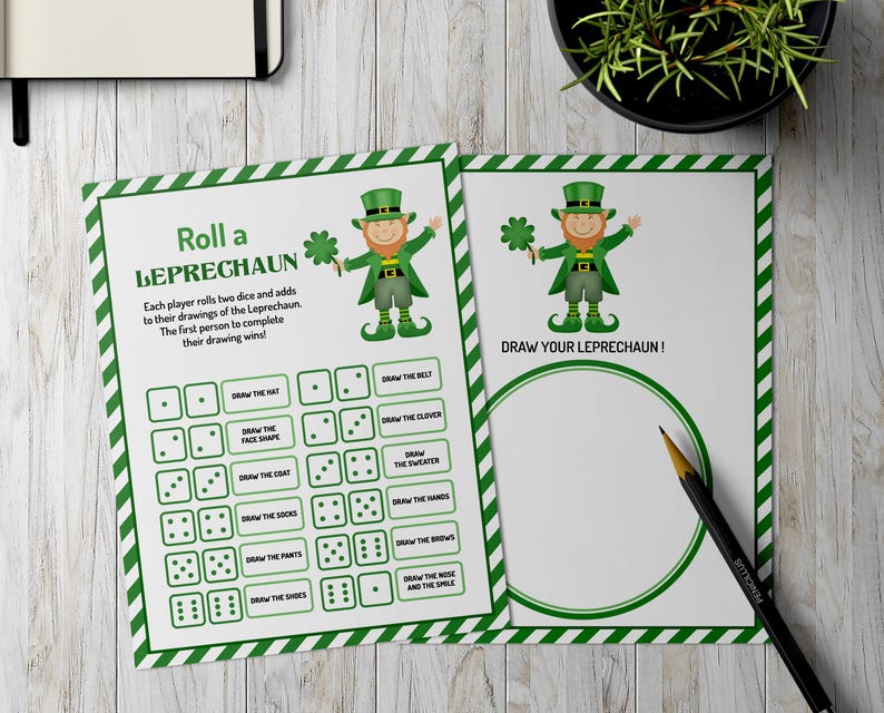 St Patrick's Day Roll a Leprechaun Dice Game (printable PDF) - Etsy