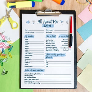 All About Me Survey, Coworker Questions Printable, Team Building ...