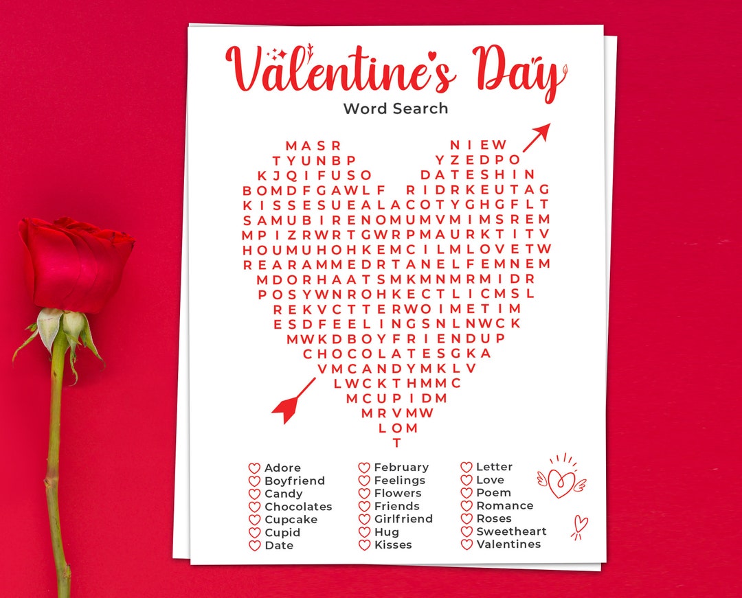 Valentine's Day Word Search Game | Printable Valentine's Party Game ...