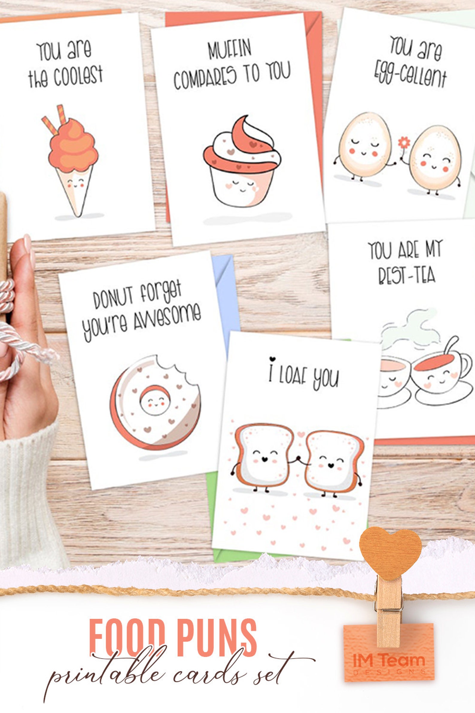 Cute Food Pun Cards Set, Funny Printables (digital Download) - Etsy