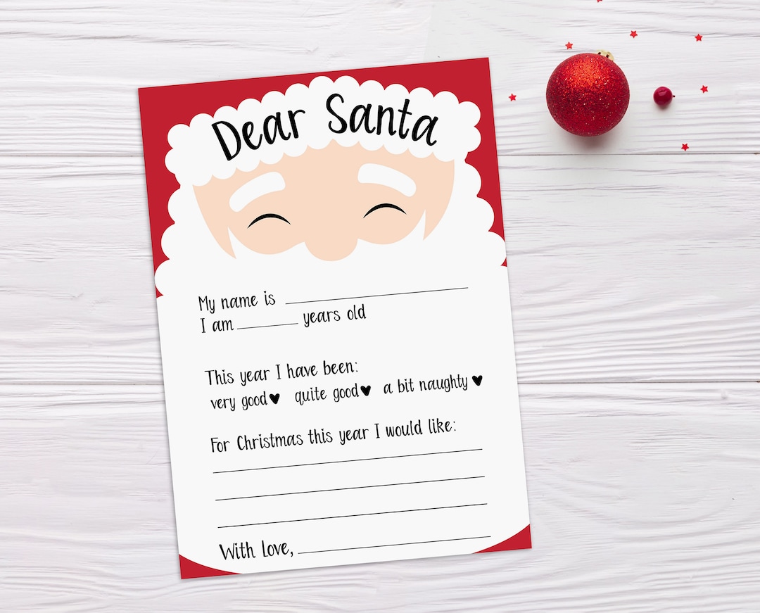 Letter to Santa Christmas Wish List Printable Santa Letter - Etsy