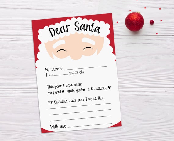 Letter to Santa Christmas Wish List Printable Santa Letter | Etsy