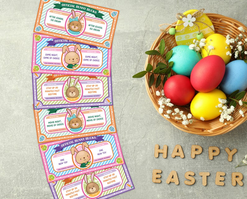 Easter Bunny Bucks Printable Coupons Easter Egg Filler - Etsy