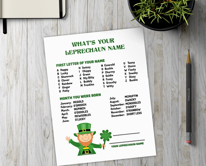 Leprechaun Name Game I St Patricks Day Games St Patricks Day - Etsy