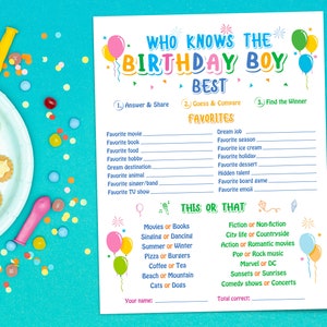 Who Knows the Birthday Boy Best, How Well Do You Know Questionnaire ...