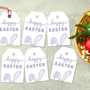 Happy Easter Tag, Easter Bunny Print, Easter Basket Gift Tag, Easter ...