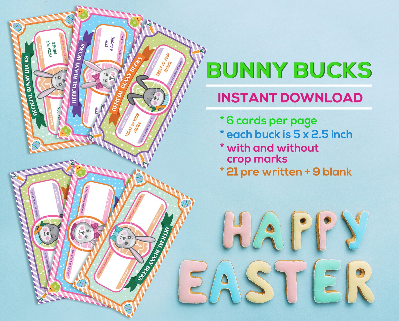 Easter Bunny Bucks Printables Easter Play Money Easter Egg - Etsy