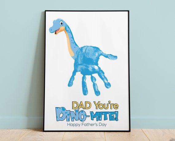 DIY Kids Dinosaur Handprint Art First Fathers Day Gift From - Etsy