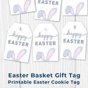 Happy Easter Tag, Easter Bunny Print, Easter Basket Gift Tag, Easter ...