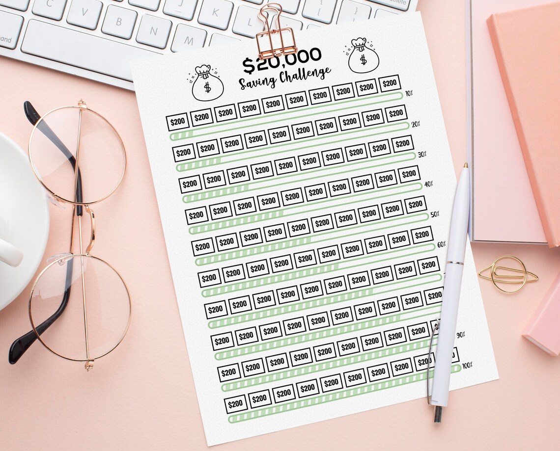 20K Money Saving Tracker Money Saving Challenge 20K - Etsy