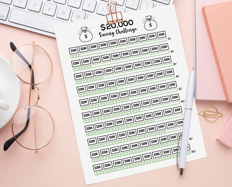 20K Money Saving Tracker Money Saving Challenge 20K - Etsy