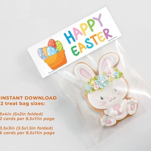 Kids Easter Basket Cookie Bag Topper | Happy Easter Treat Bag Topper ...