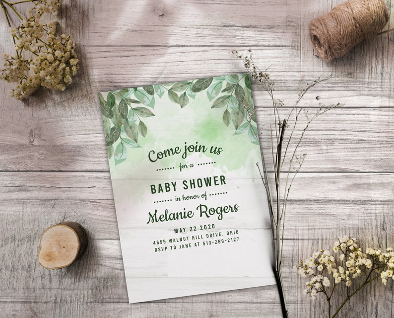 Nature Baby Shower Invitation Greenery Baby Shower Invitation | Etsy