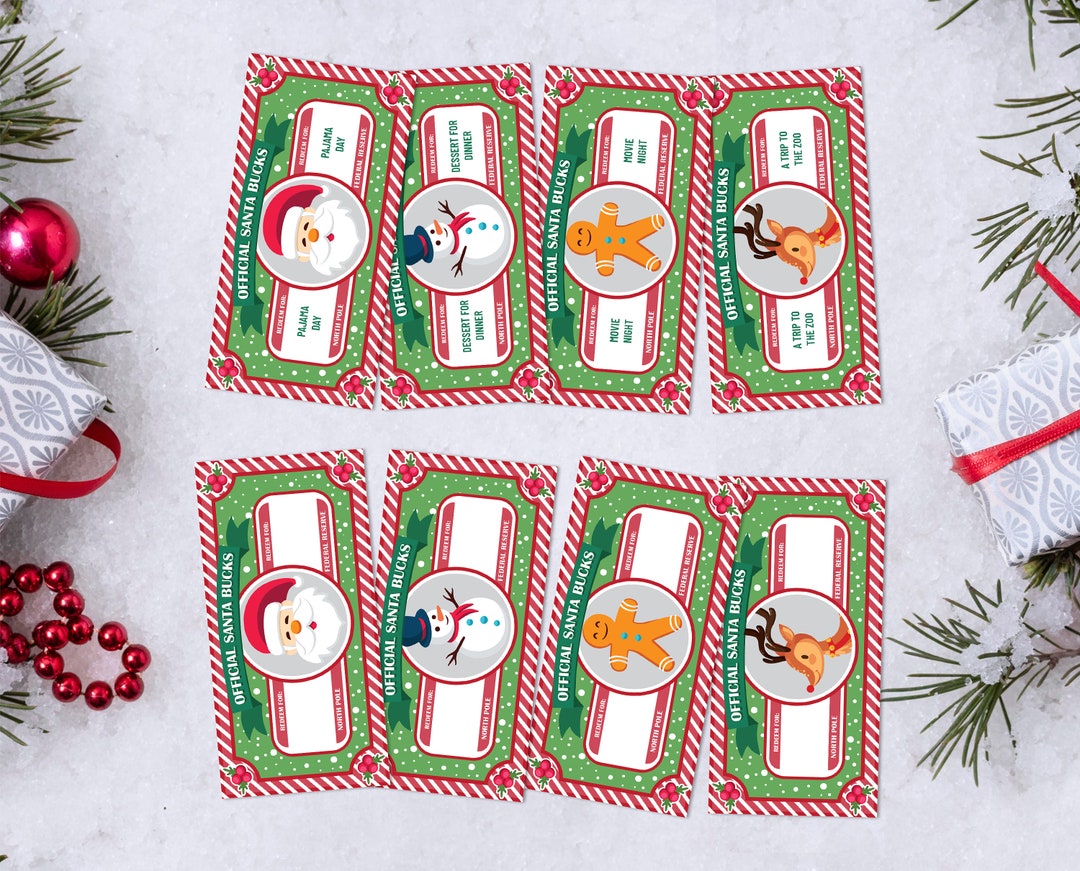 Christmas Play Money, Christmas Coupons, Santa Bucks Printable ...