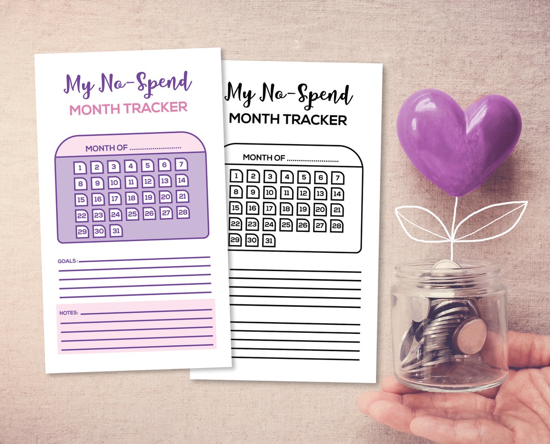 No Spend Month Challenge, Monthly Savings Tracker Printable - Etsy