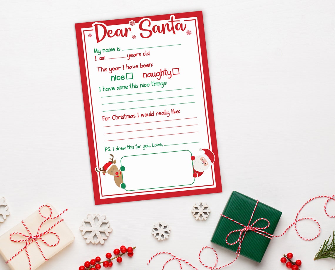 Letter to Santa Dear Santa Letter Santa Letter Printable | Etsy