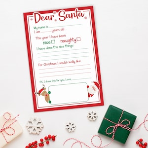 Printable Christmas Wish List, Letter to Santa, Dear Santa Letter ...