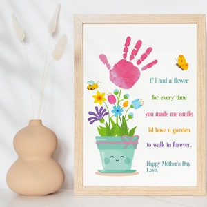 Mothers Day Flower Handprint Art, Happy Mothers Day Keepsake, Toddler ...