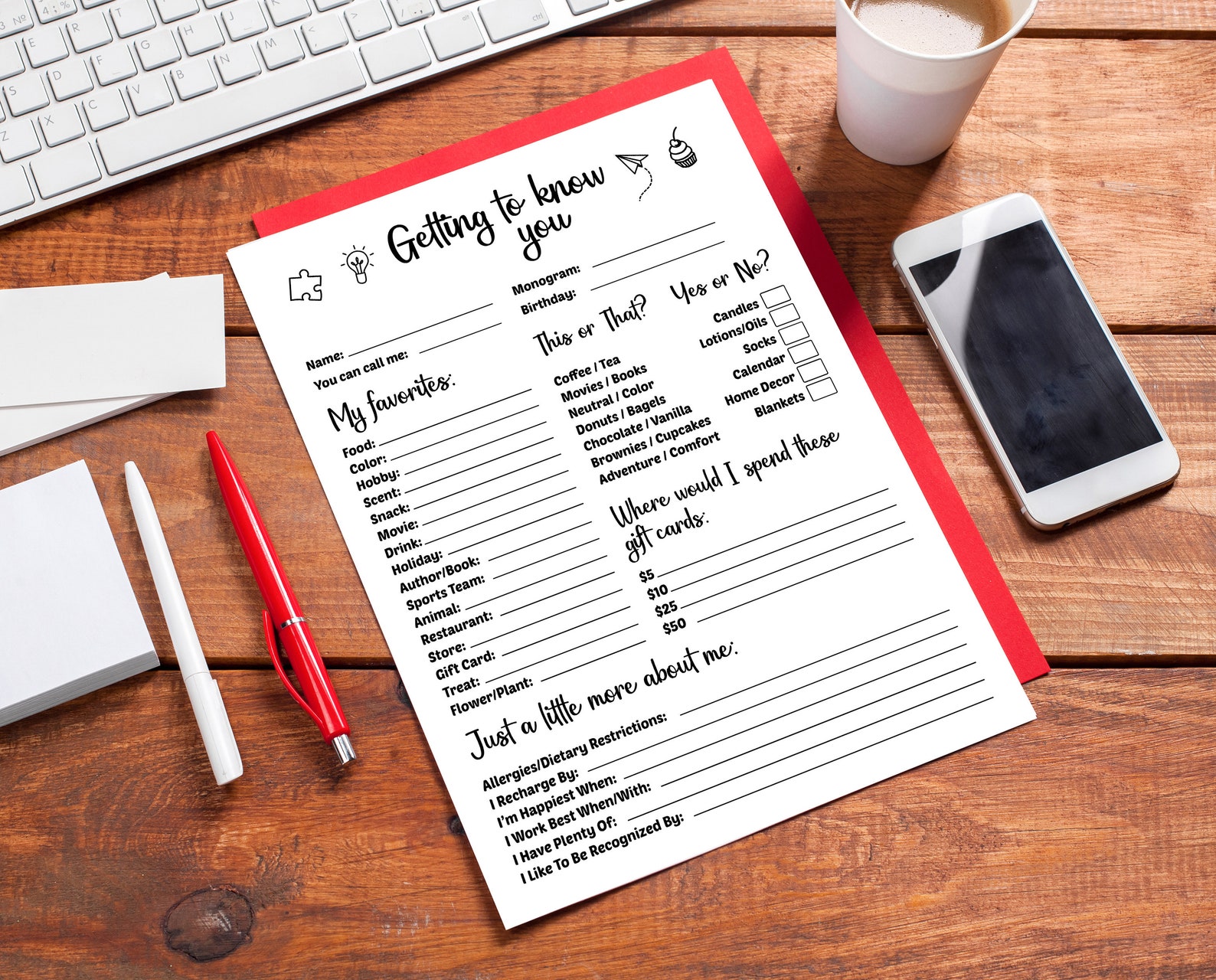 Getting to Know You Printable Survey, All About Me, Coworker Question ...