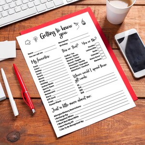 Getting to Know You Printable Survey, Coworker Questionnaire (PDF/JPG ...