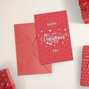 Red Happy Valentine's Day Cards Printable Heart - Etsy
