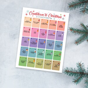 25 Days of Christmas Countdown Calendar of Fun Family Activities ...