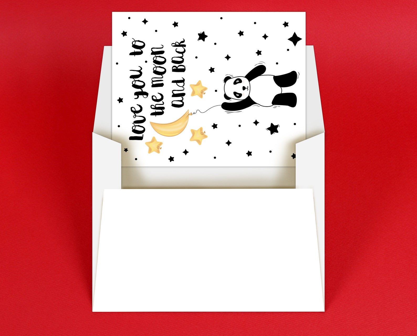 Cute Panda Card Printable I Love You to the Moon and Back - Etsy