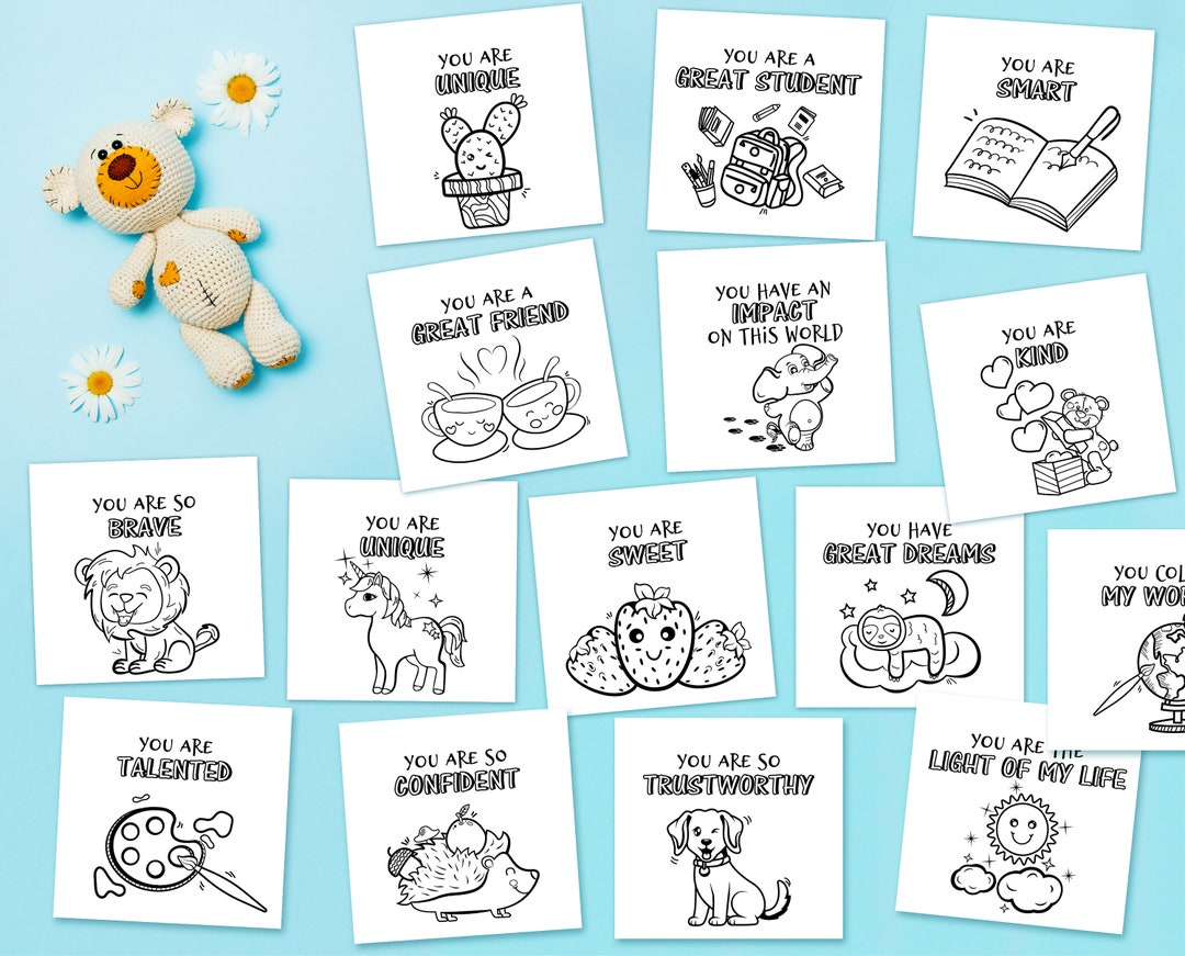 Kindness Cards to Color, Compliment Cards, Printable Positive ...