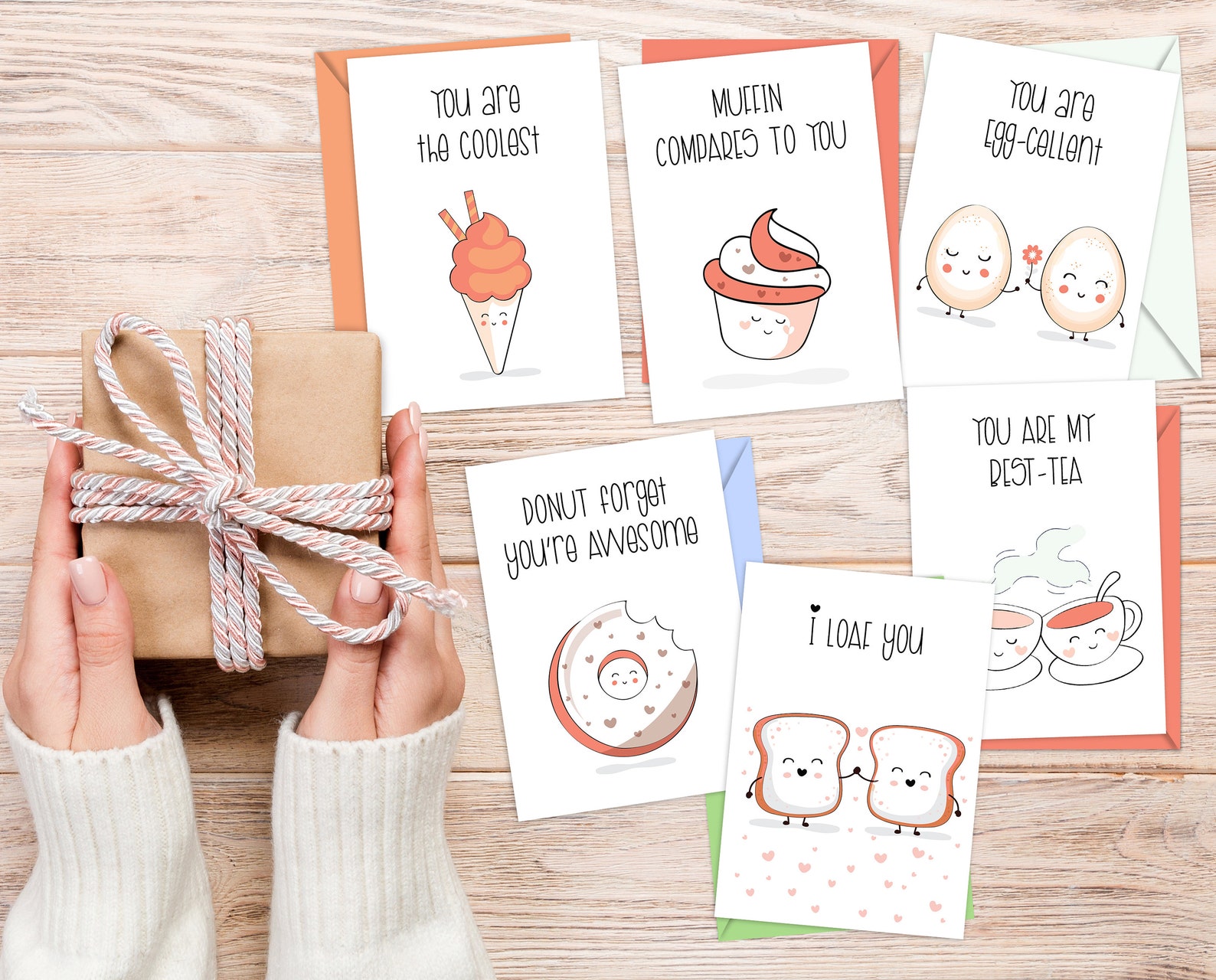 Cute Food Pun Cards Set of 6 Food Pun Cards Set Funny Cards - Etsy