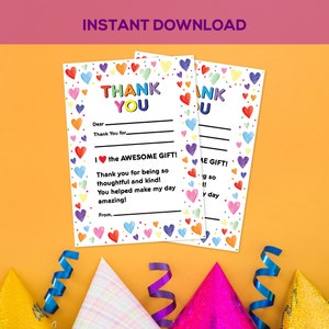 Printable Thank You Cards for Kids, Fill in the Blanks, Thank You Notes ...