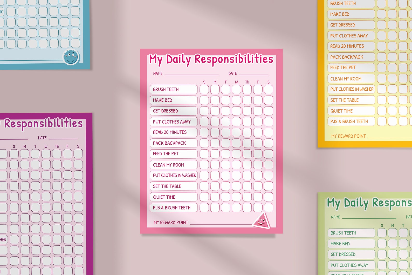 Printable Kid's Chore Chart Child Responsibility Chart | Etsy