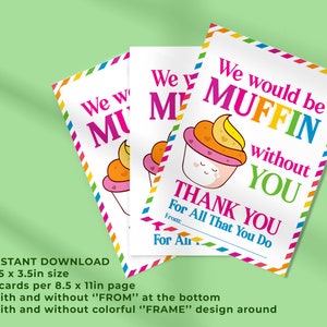 Muffin Without You Tags, Teacher Appreciation Week, Nurse Appreciation ...