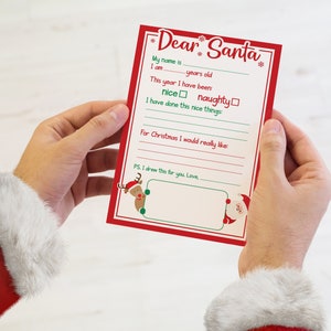 Printable Christmas Wish List, Letter to Santa, Dear Santa Letter ...