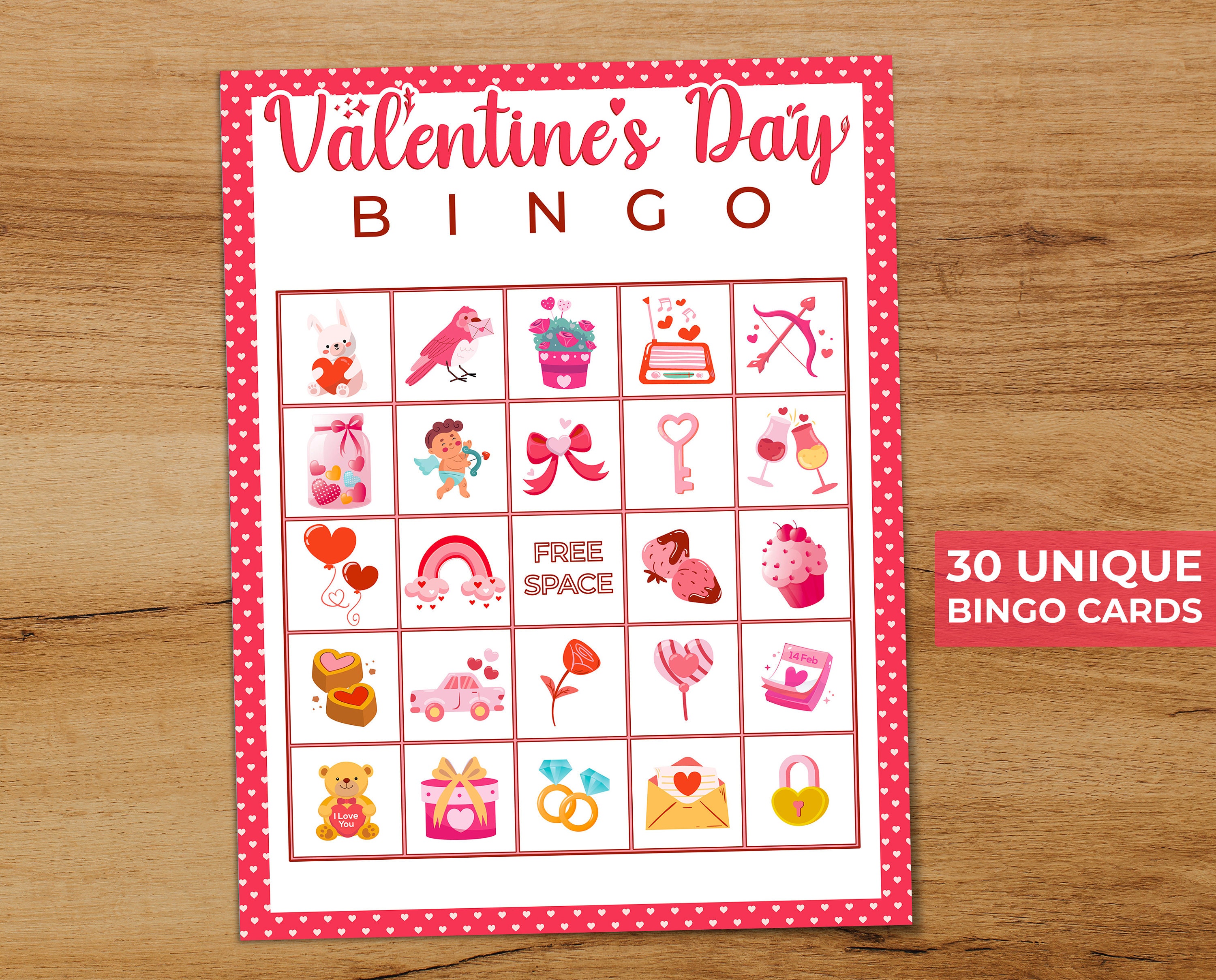 Valentine's Day Bingo Game for Kids and Adults Printable | Etsy