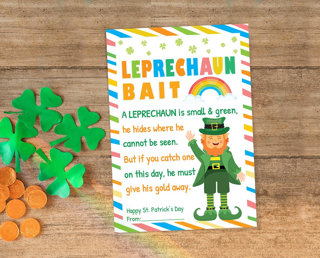 Leprechaun Bait Printable, St. Patrick's Day Gift Tag (PDF & JPG) - Etsy