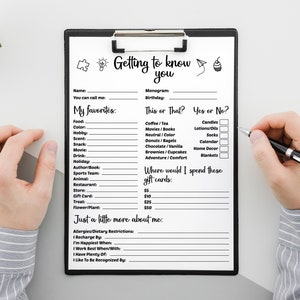 Getting to Know You Printable Survey, All About Me, Coworker Question ...