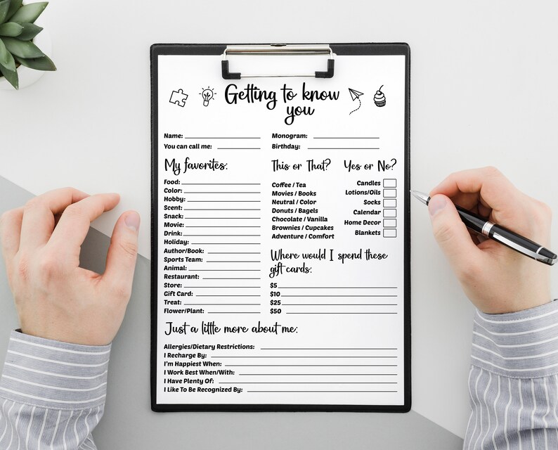 Getting to Know You Printable Survey, Coworker Questionnaire (PDF/JPG ...