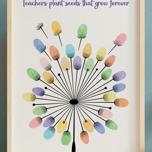 Fingerprint Dandelion Art: Teacher Appreciation Gift (PDF) - Etsy