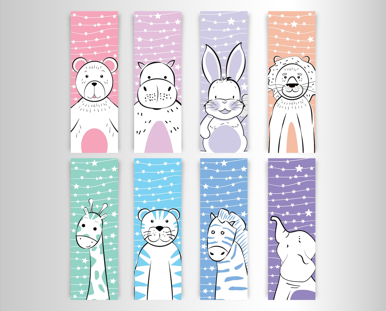 Animals Bookmarks for Kids Printable Animal Bookmarks Set of | Etsy