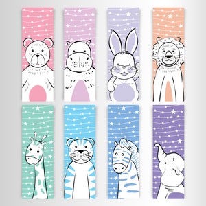 Animals Bookmarks for Kids, Printable Animal Bookmarks Set of 8 ...