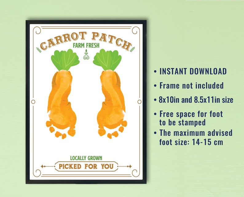 Carrot Patch Printable Sign DIY Easter Carrots Footprint - Etsy