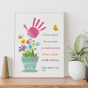 Mothers Day Flower Handprint Art, Happy Mothers Day Keepsake, Toddler ...