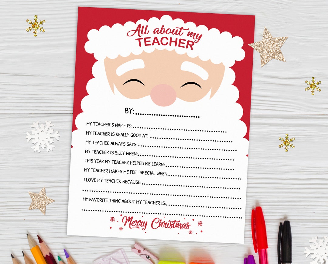Christmas Teacher Printable Questionnaire, Teacher Survey, Get to Know ...